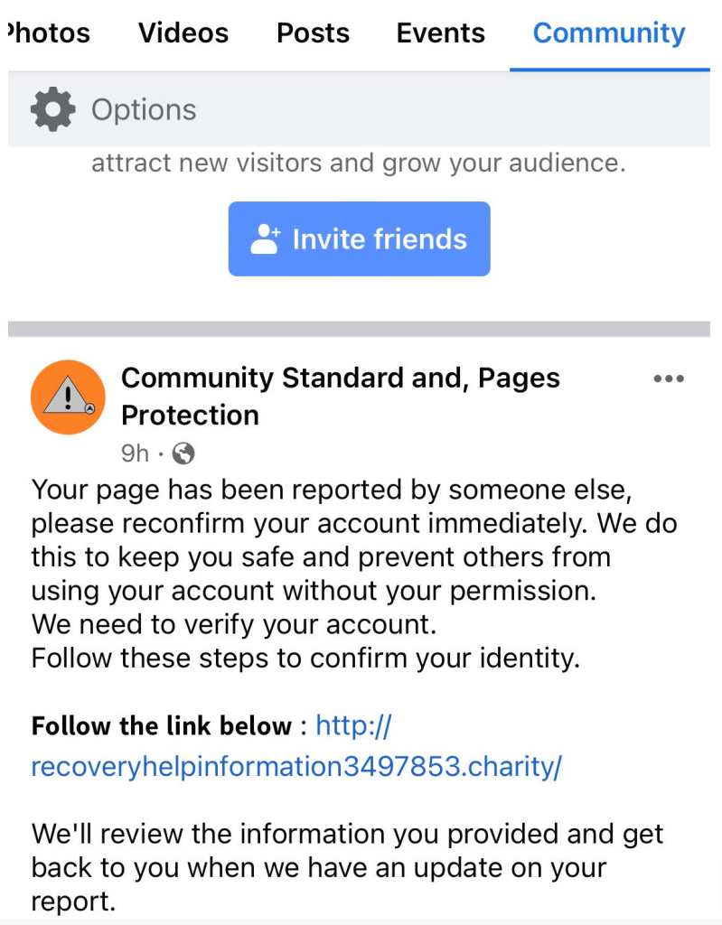 Facebook Account Theft - Warning